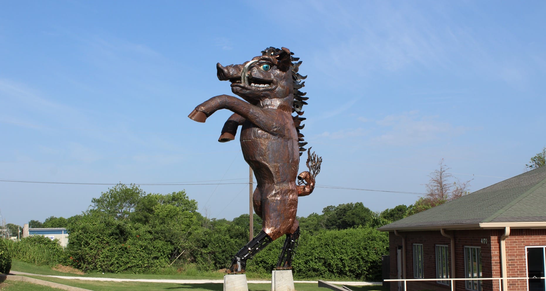 Hog Statue in West Fayetteville - Only In Arkansas